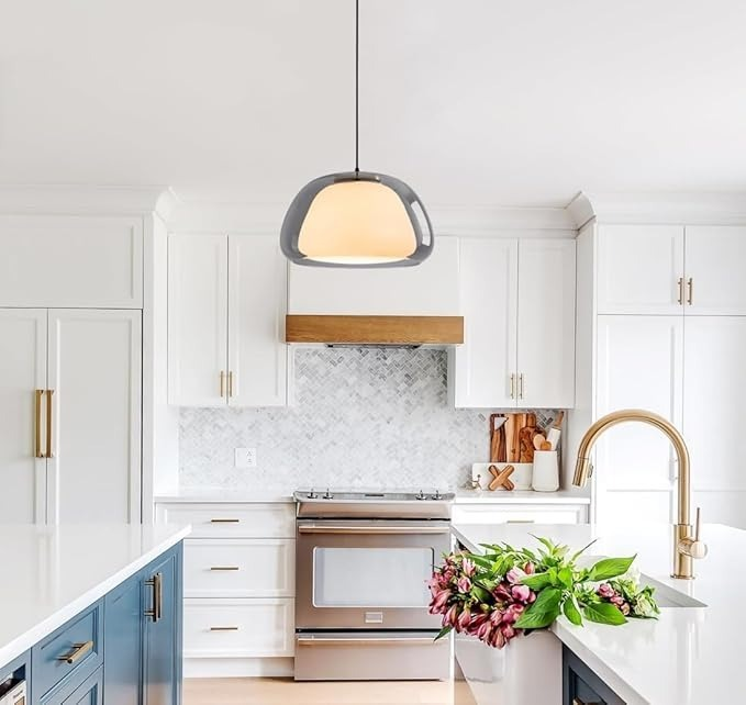 Lampe suspendue moderne en verre au lait – Monsieur Lamp